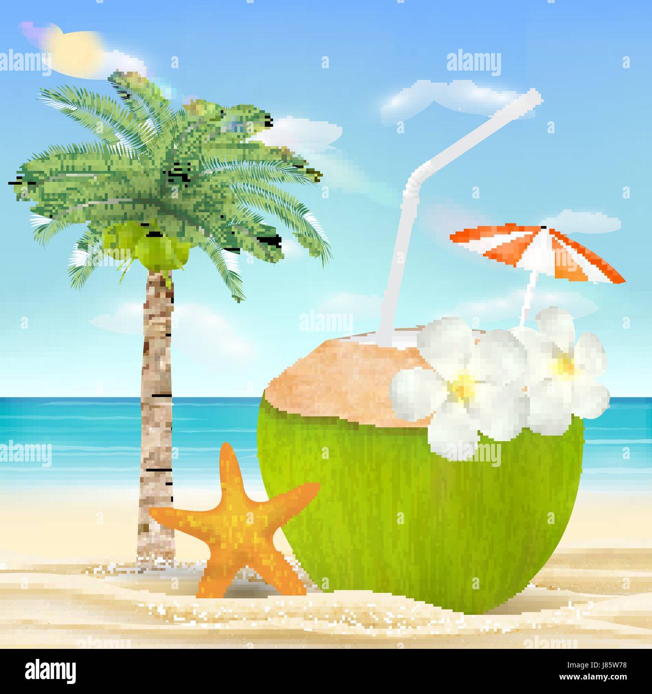 White sand beach green blue Stock Vector Images - Alamy