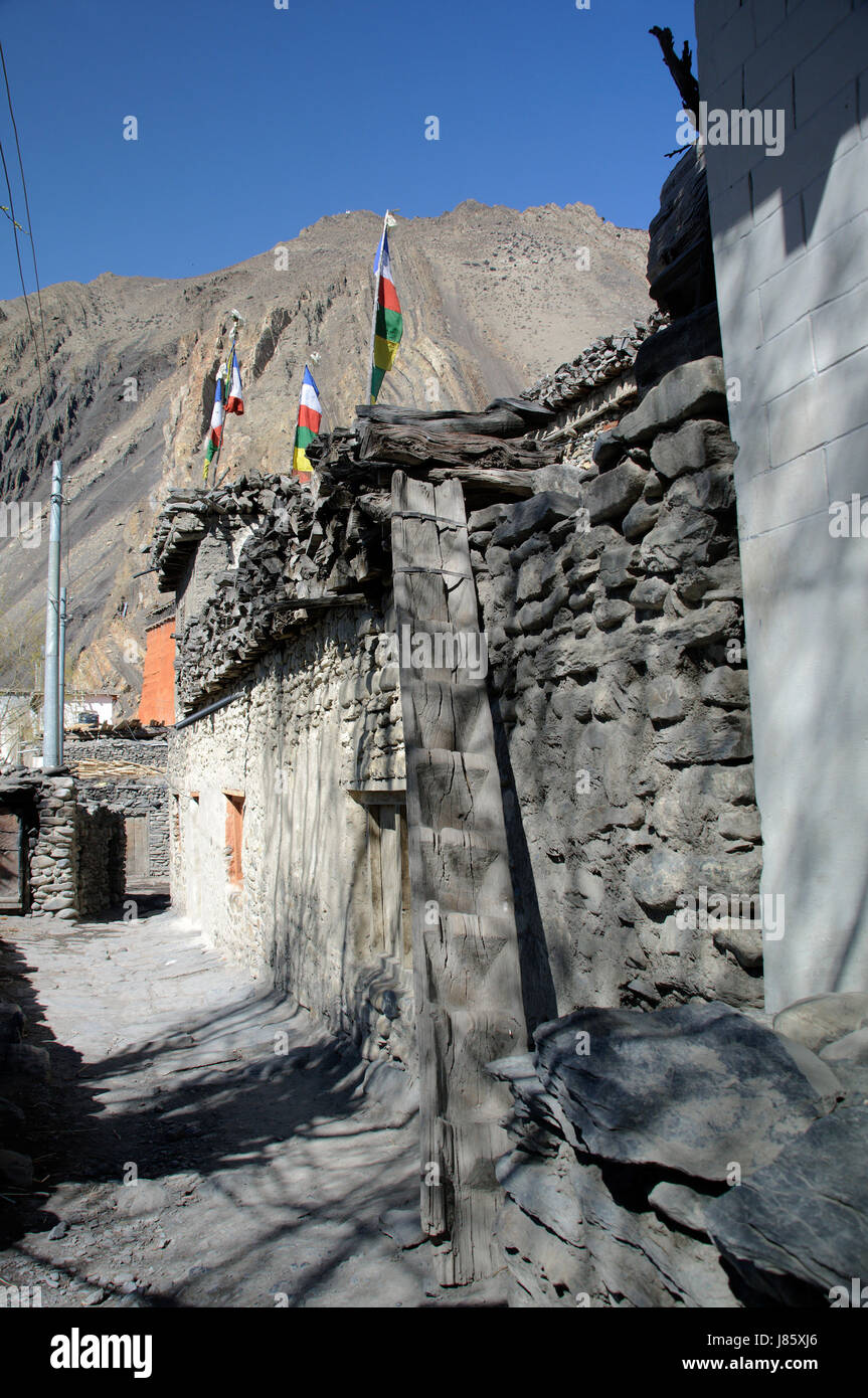 asia nepal mustang himalayas stairs house building travel religion ...