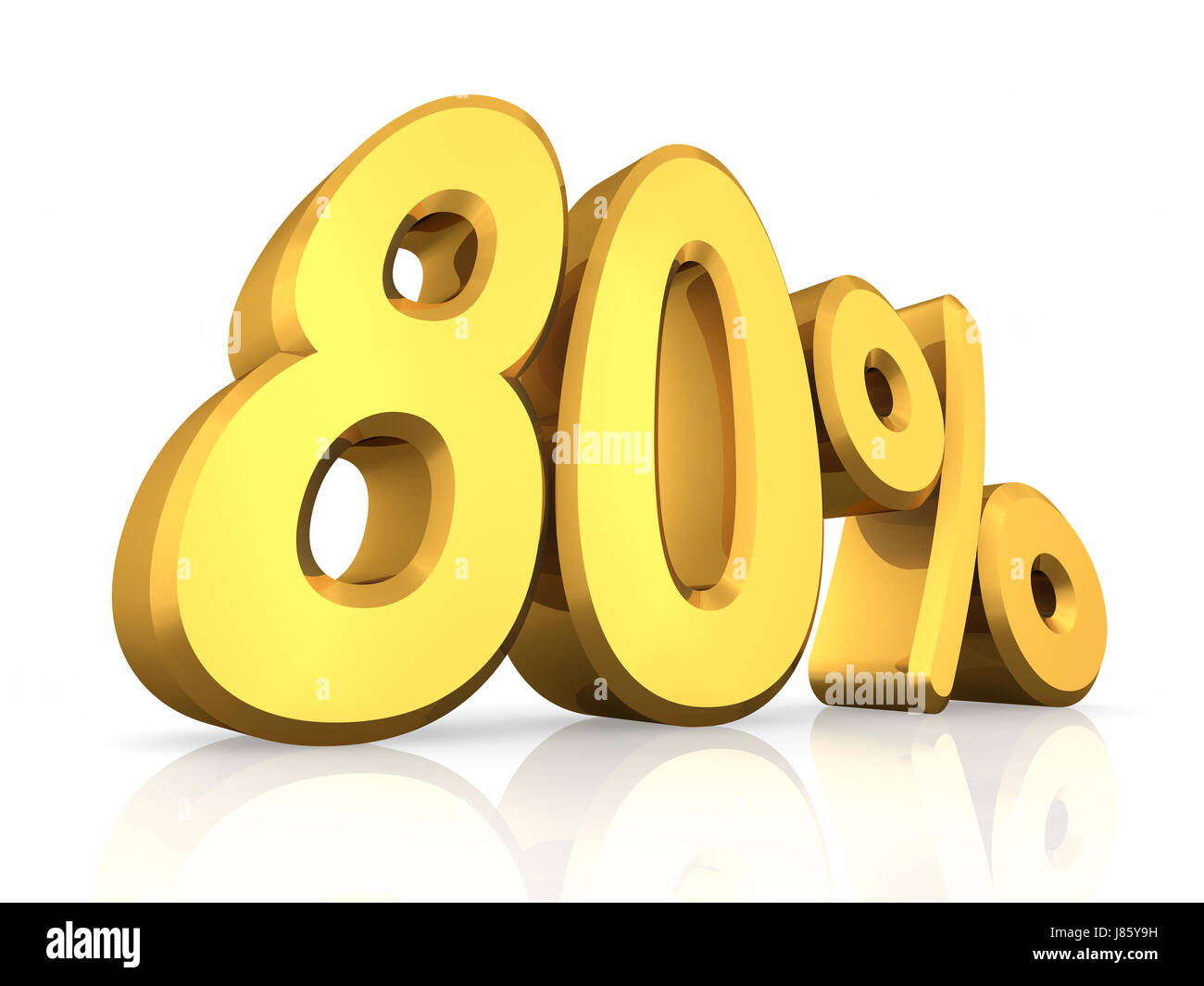 number percent percentage cartoon eighty gold calculation isolated ...