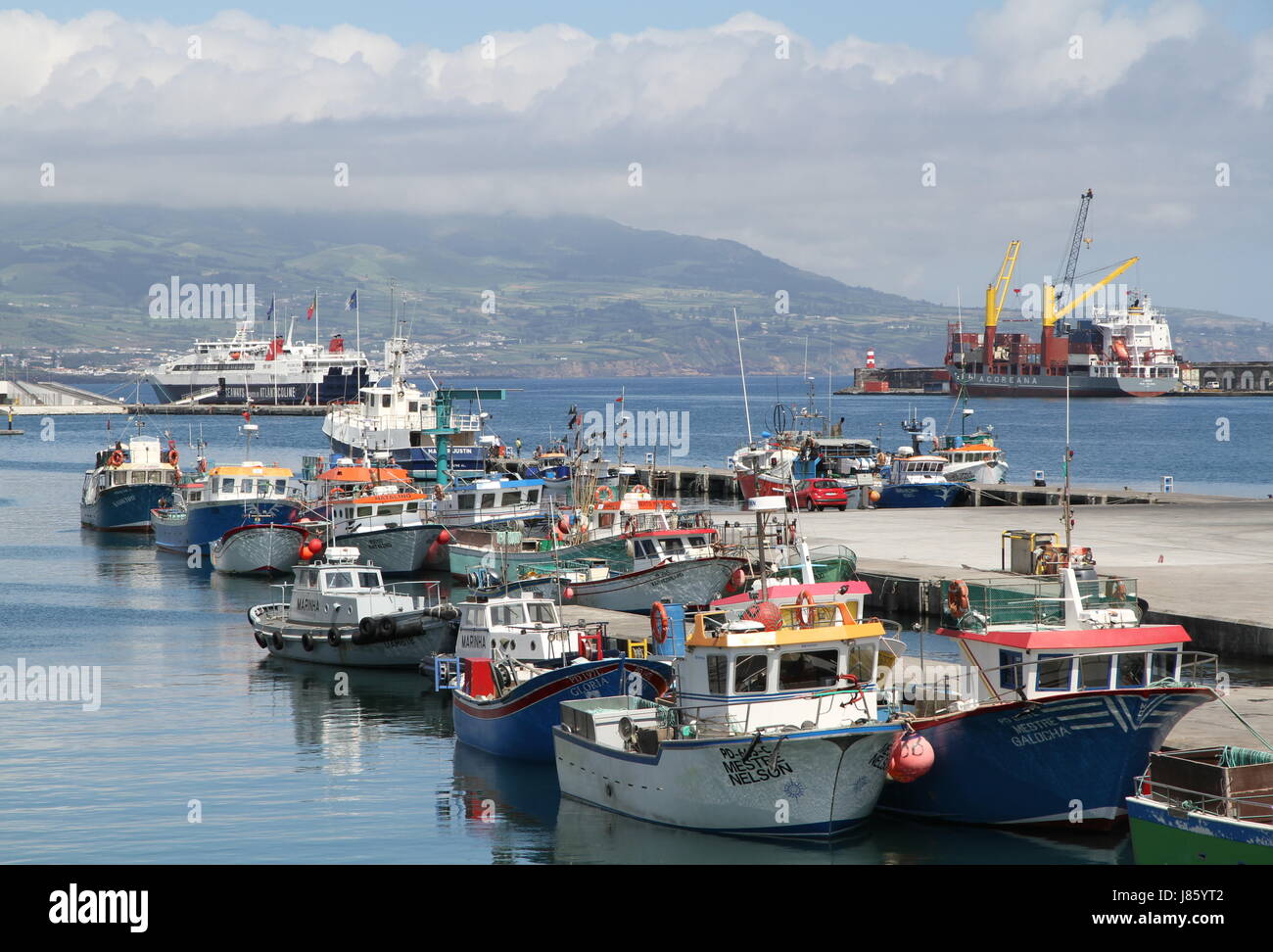 europe harbor portugal harbours port entrance azores isle island ships ...