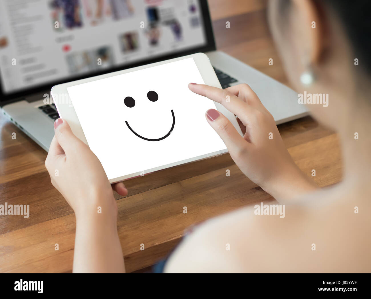 happy and greeting concept smiley face emoticon Stock Photo - Alamy