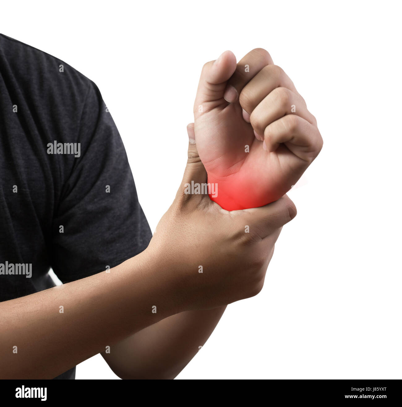 man suffering from pain in hand, closeup Stock Photo - Alamy
