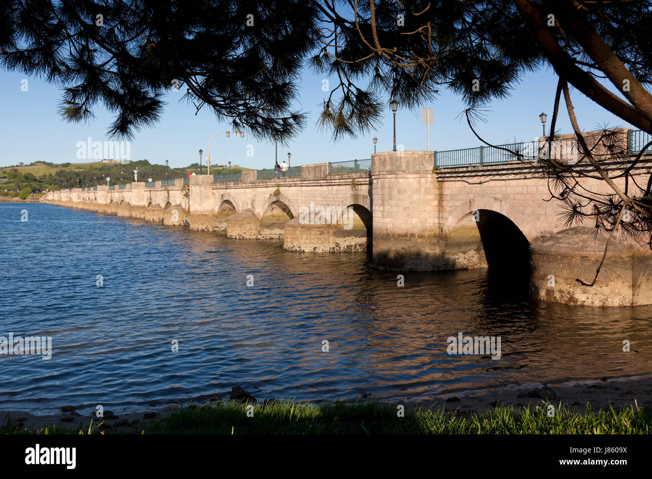 stone bridge europe spain old ancient river water city town colour ...