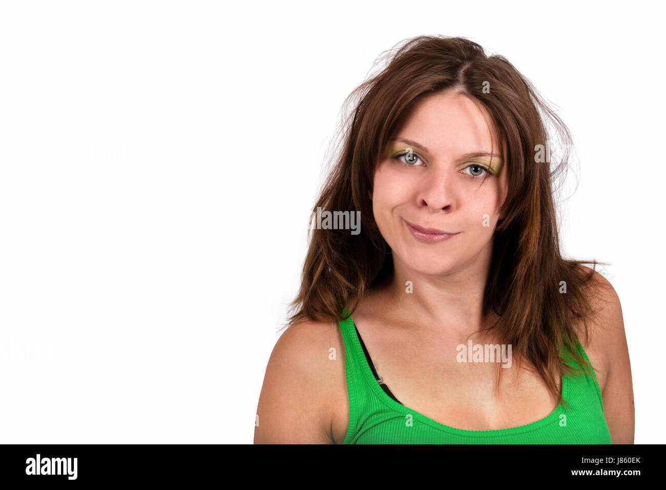 crazy woman looking really confused Stock Photo - Alamy