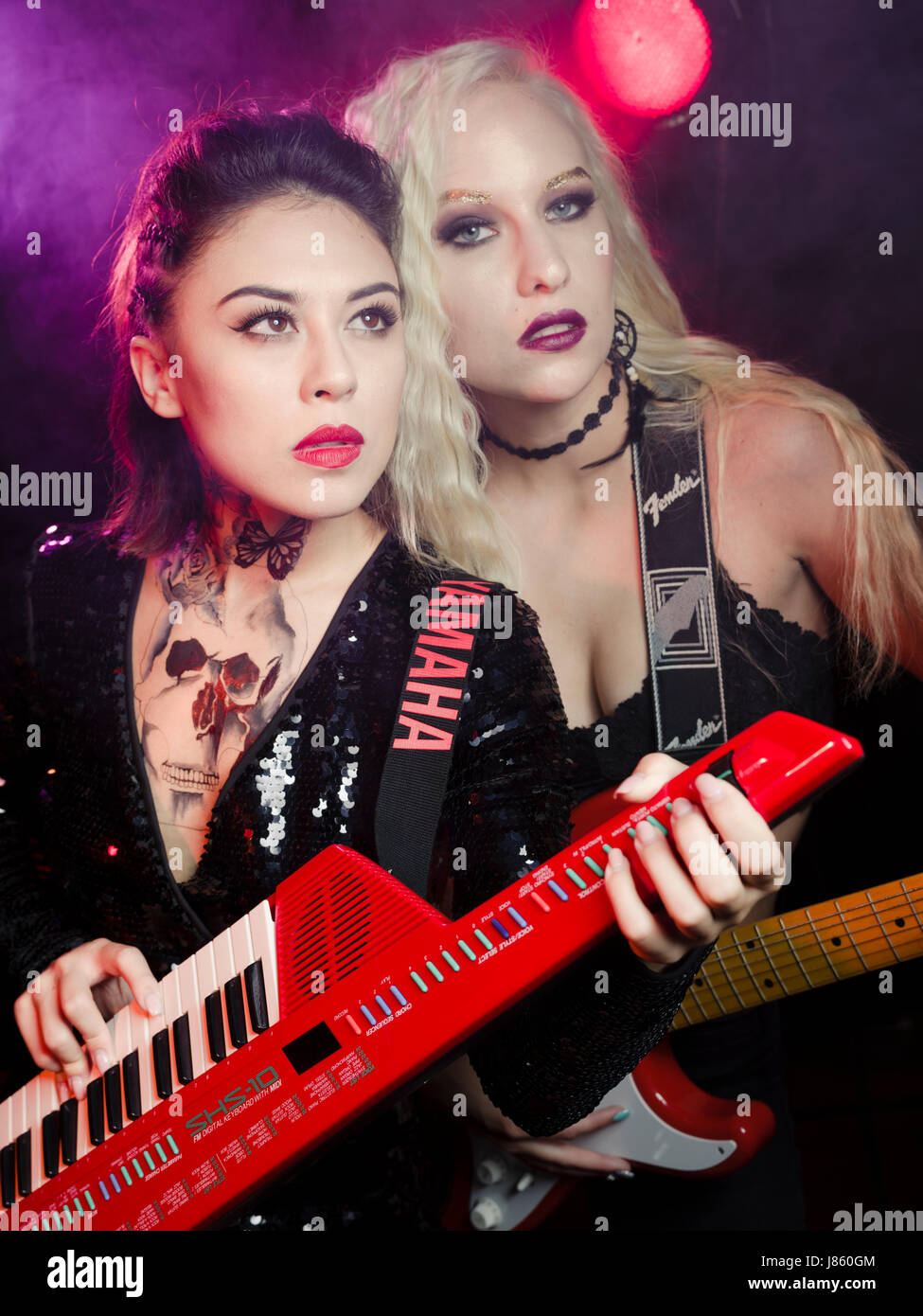 Rock Stars with Fender Stratocaster electric guitar and Yamaha SHS-10 ...