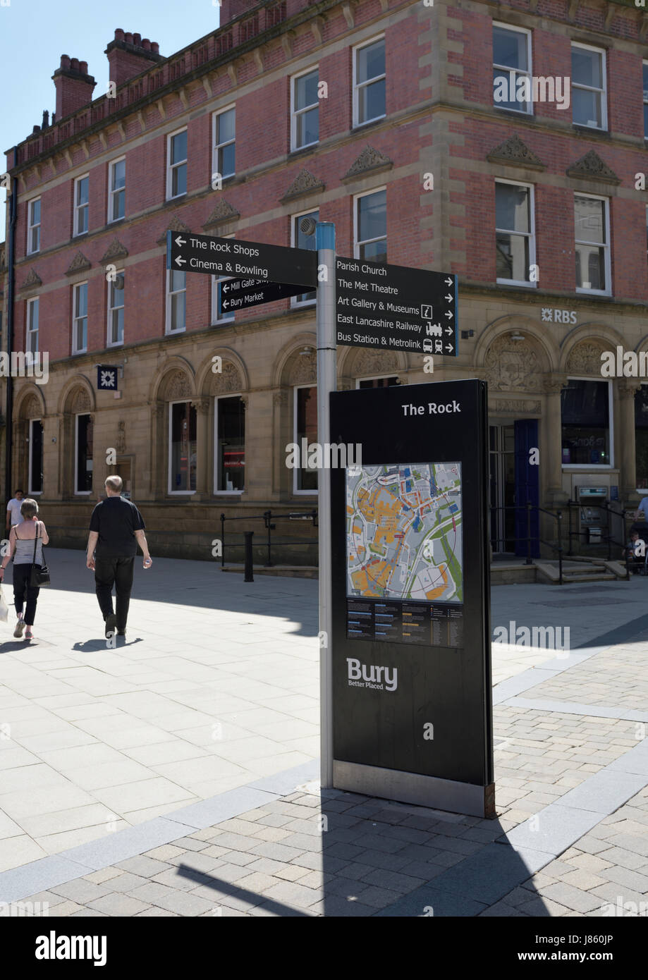Fingerpost signage and street signage the rock in bury lancashire uk ...