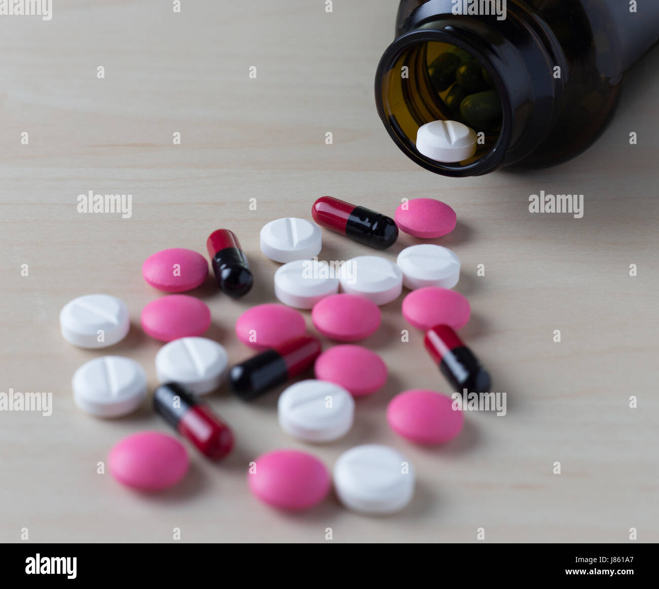 doctor work on Tablets color mix therapy antibiotic pharmacy medicine ...