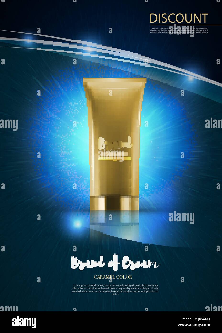Cosmetic tube on blue shiny backdrop.Premium ads.Color package template ...