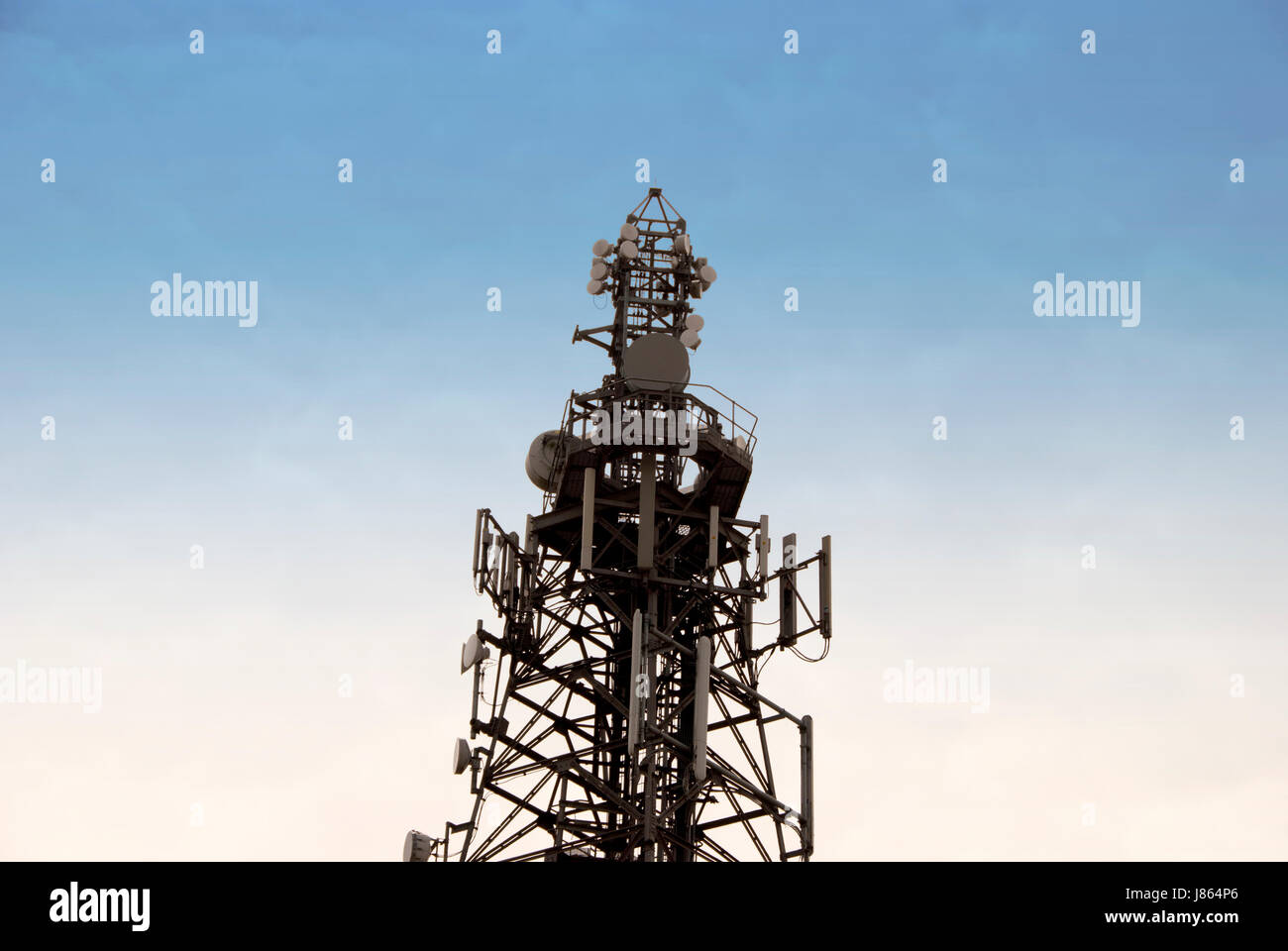 sign signal telephone phone station blue tower isolated space ...