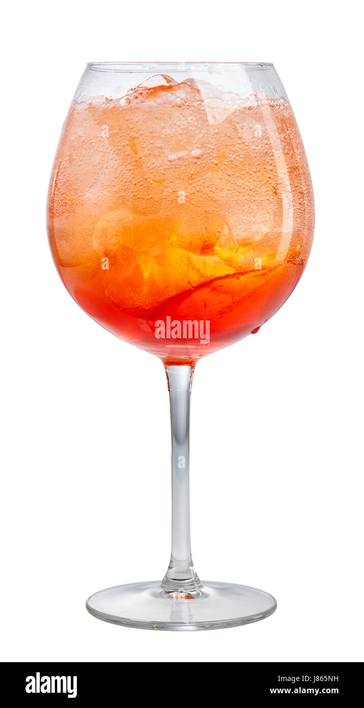 glass of aperol spritz cocktail isolated on white background, selective ...
