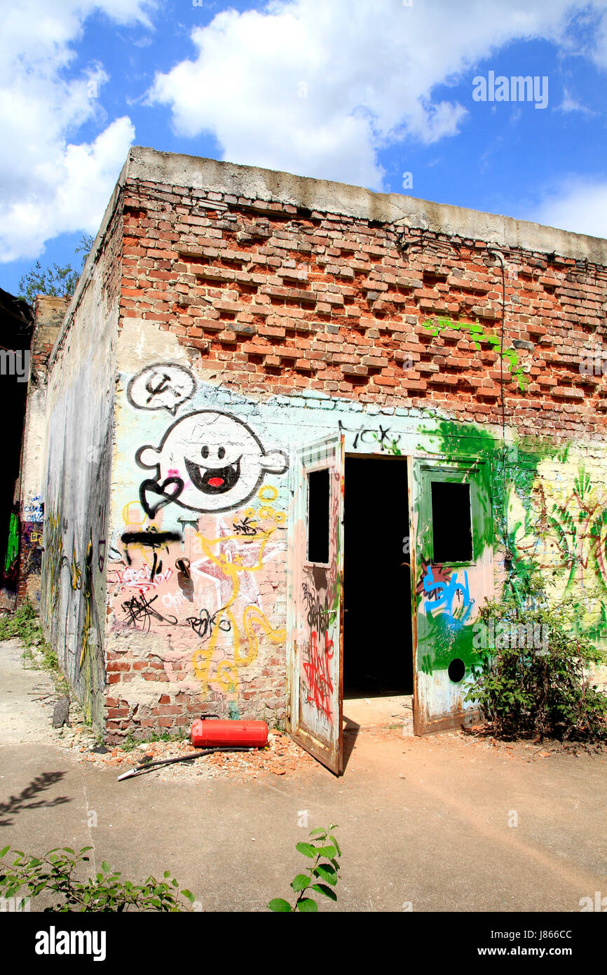 spotted door in the ghetto area Stock Photo - Alamy