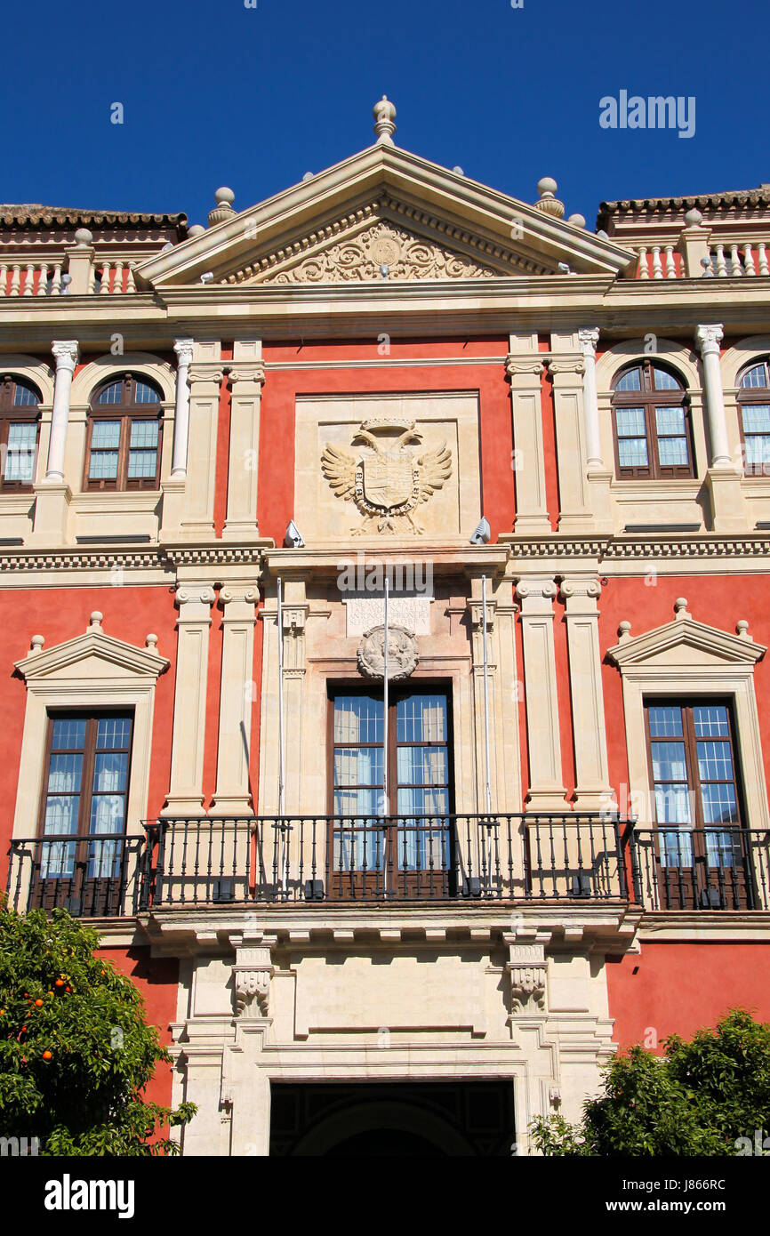 balcony andalusia seville building buildings blue historical europe ...