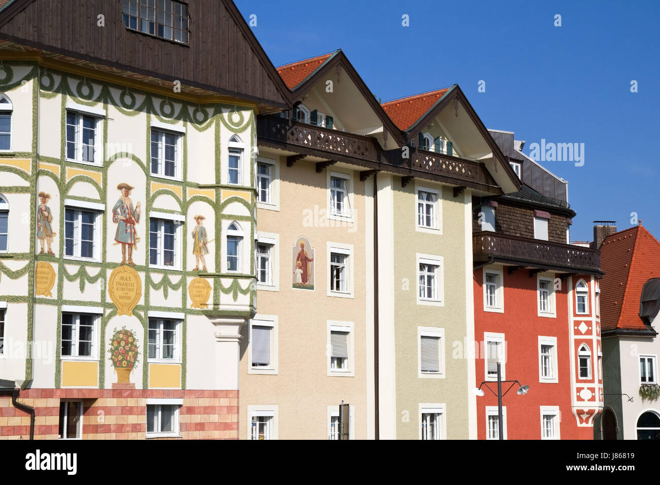 houses, bavaria, storefronts, upper bavaria, spa, mineral spring ...