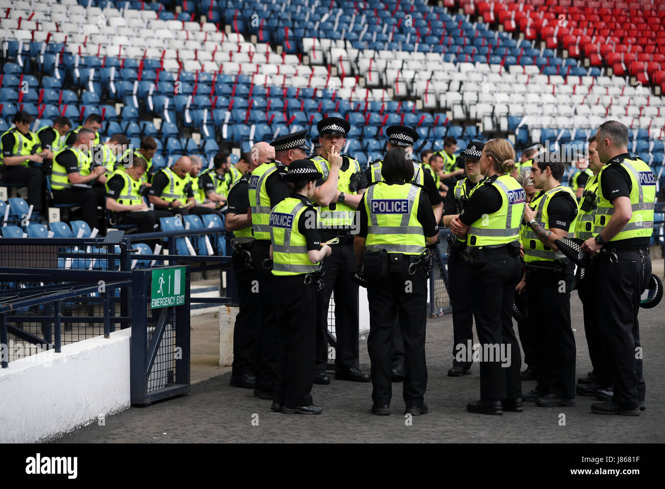 Police are briefed inside the stadium before the William Hill Scottish ...