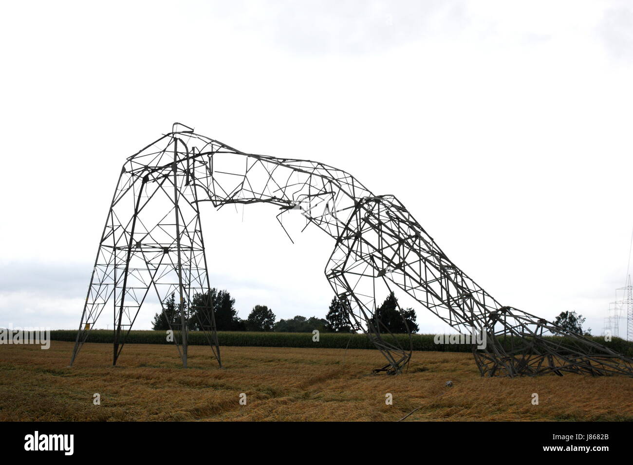 high-tension line, tornado, broken, cable, current conduction, breaking ...