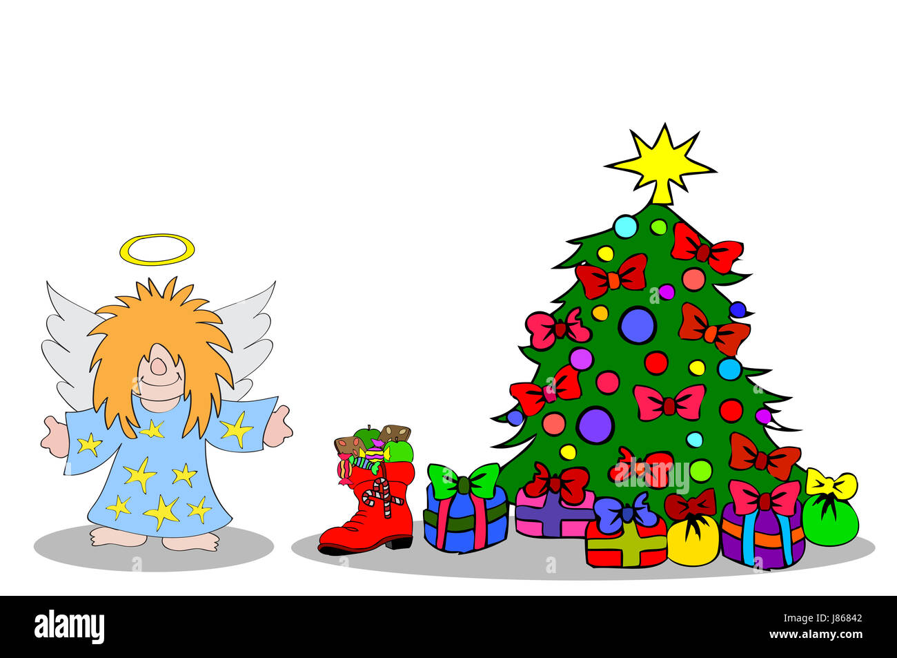 Illustration christmas tree angel hi-res stock photography and images ...