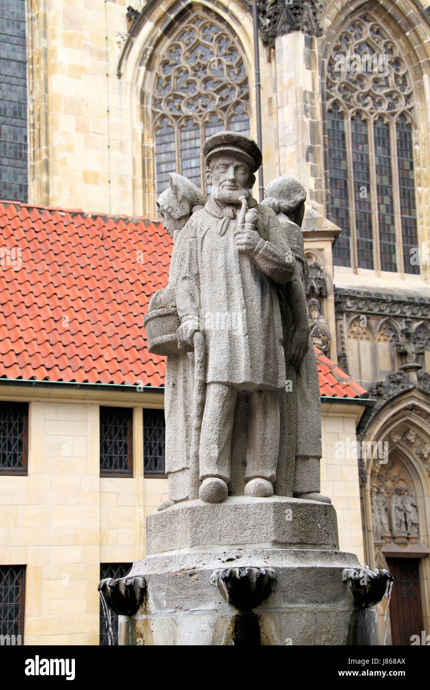 monument, stone, statue, fountain, cathedral, westphalia, man, monument ...