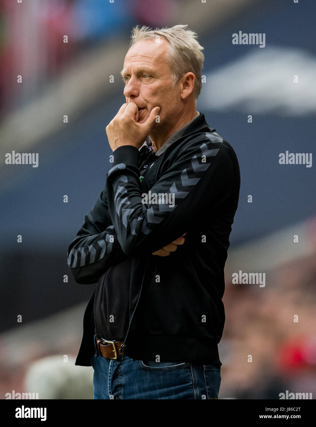 Freiburg's headcoach Christian Streich during the German Bundesliga ...