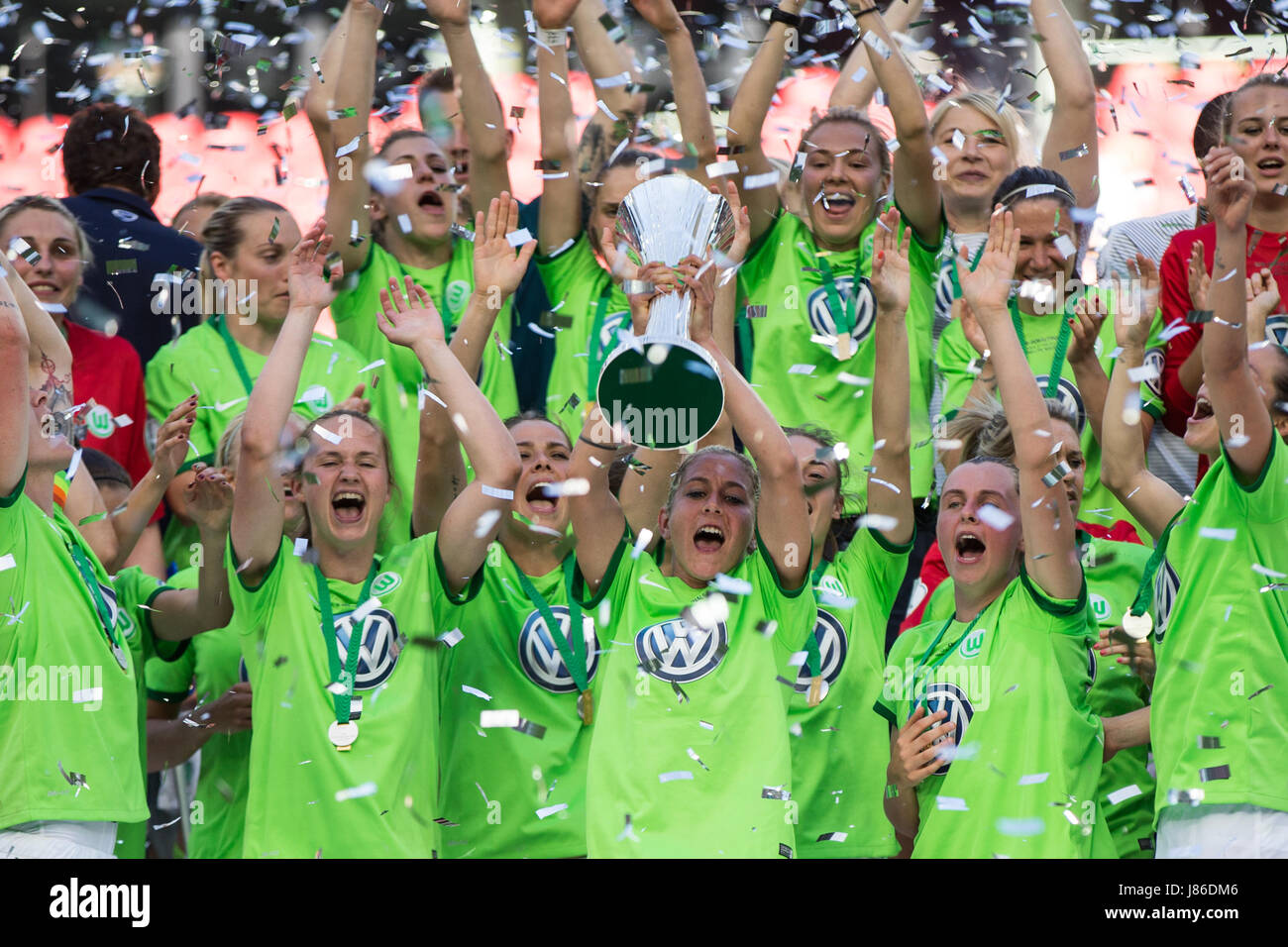 Wolfburg's players celebrate the championship after the ending of the ...