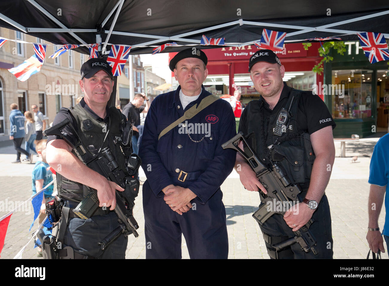 Lowestoft, UK. 24th May, 2017. Armed police officers pose with Norfolk ...