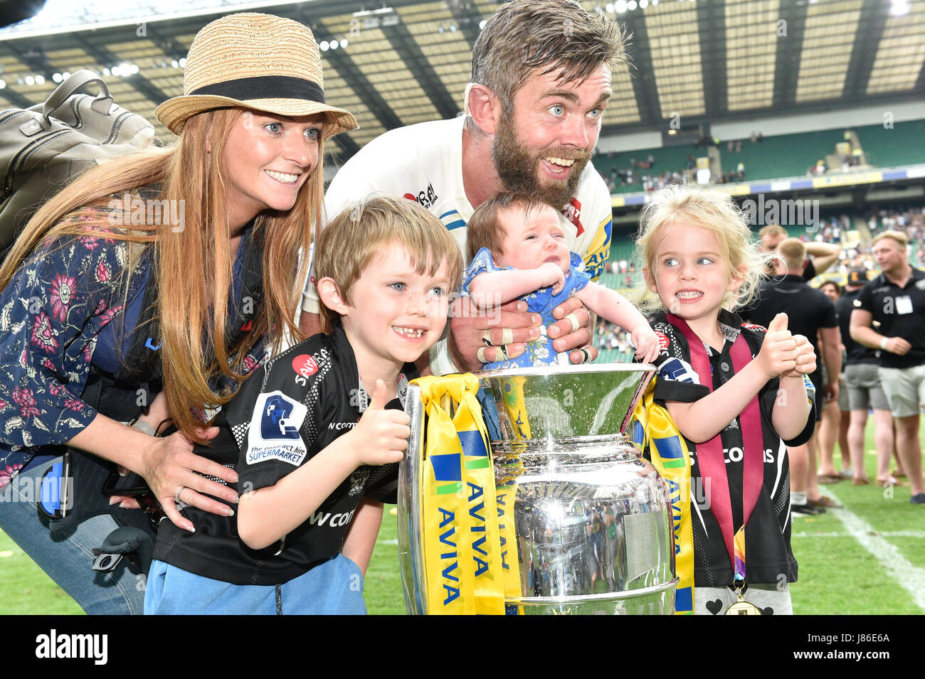 London, England. 27th May, 2017. Geoff Parling (Chiefs) poses a filmily ...