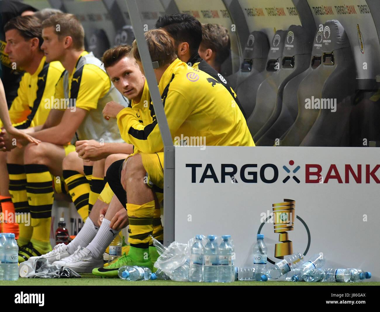Berlin, Germany. 27th May, 2017. Marco Reus of Dortmund sits on the ...