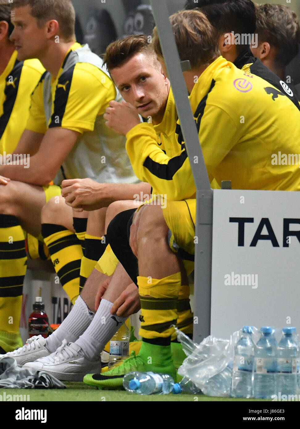 Berlin, Germany. 27th May, 2017. Marco Reus of Dortmund sits on the ...