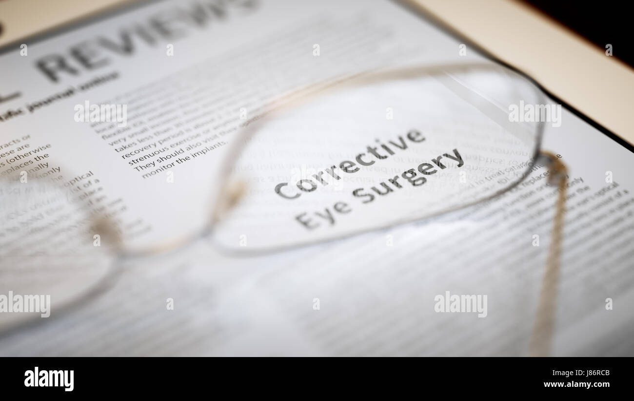 Corrective Eye Surgery Article Title Highlighted Through Eyeglasses ...