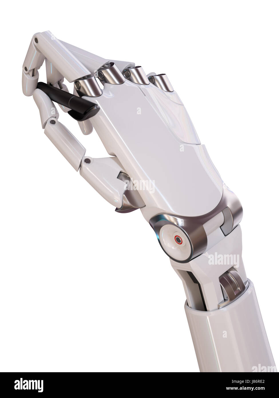 Writing Robotic Hand with Pen Isolated on White Closeup 3d Illustration ...