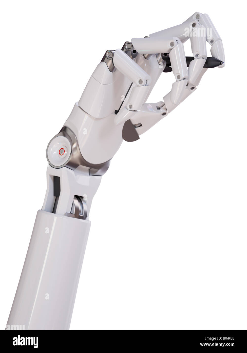 Writing Robotic Hand with Pen Isolated on White Closeup 3d Illustration ...