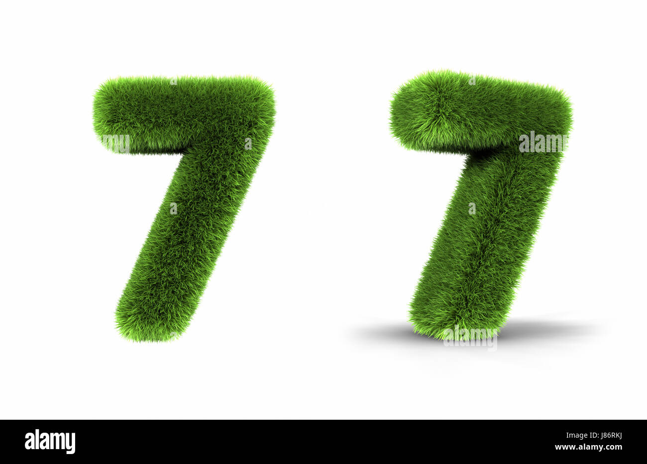 isolated seven number sign meadow grass lawn green type model build ...