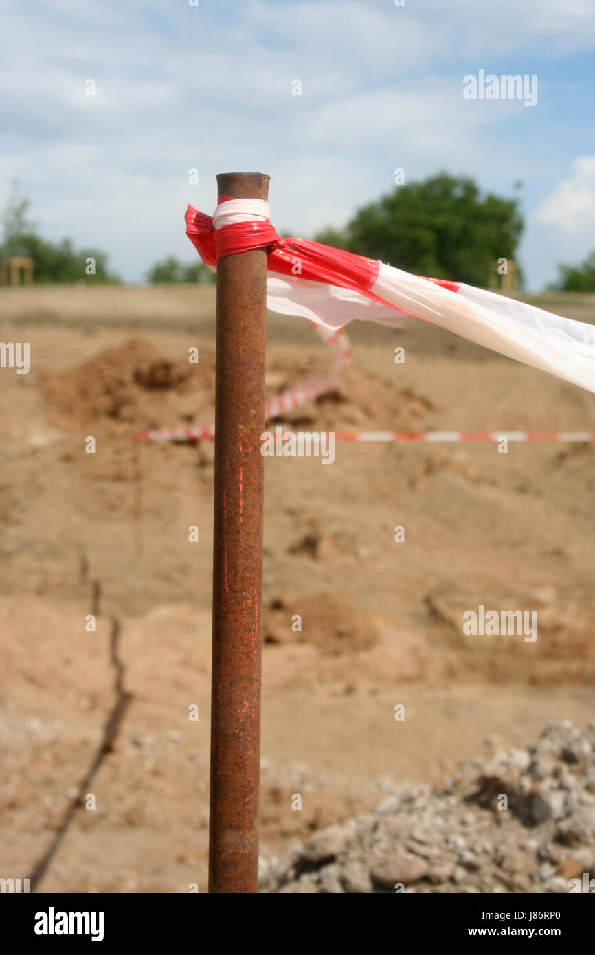 rusty barrier marking bar limitation iron rod construction site ...