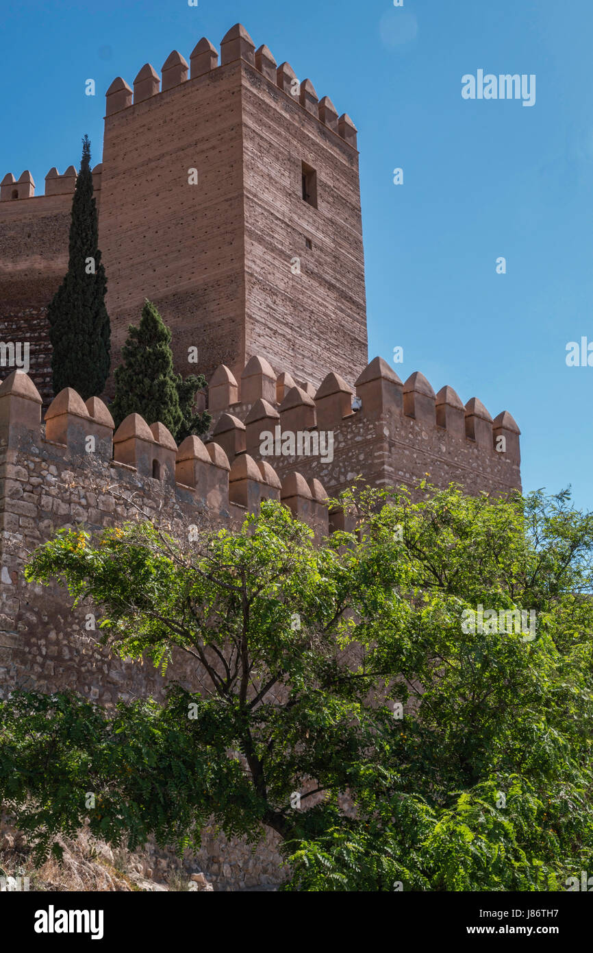 Medieval moorish fortress Alcazaba in Almeria, Eastern tip is the ...