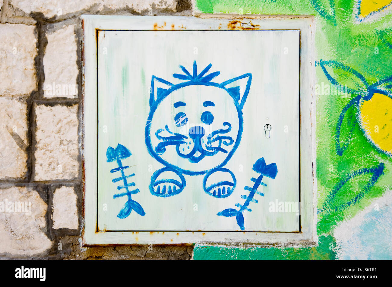 wall small tiny little short daub graffiti grafitti decoration croatia ...