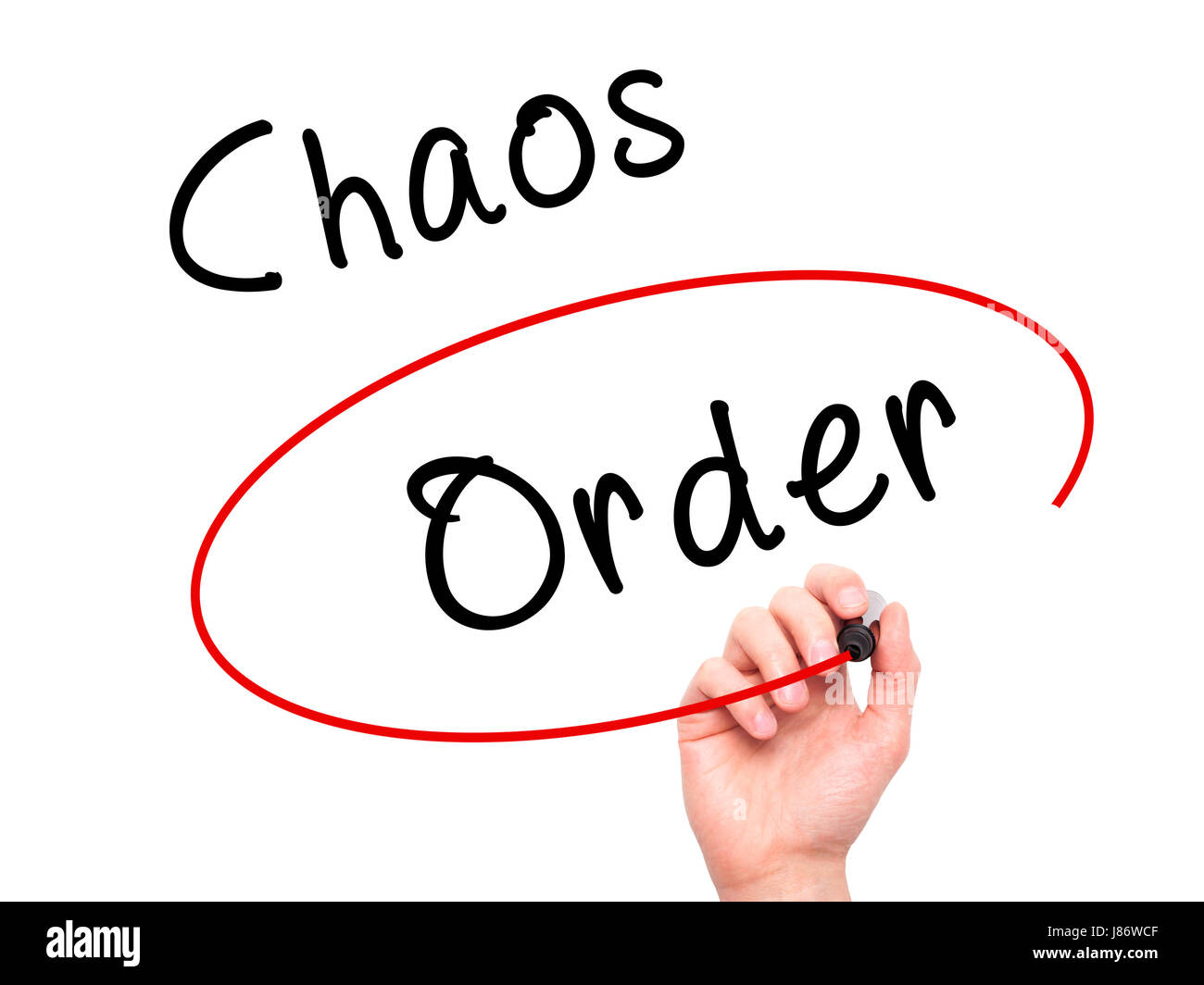 Man Hand writing and Choosing Order instead of Chaos with black marker ...