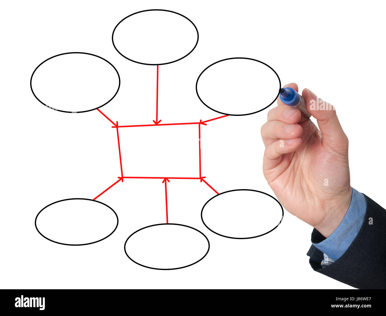 Businessman Hand drawing empty diagram on virtual whiteboard. Isolated ...