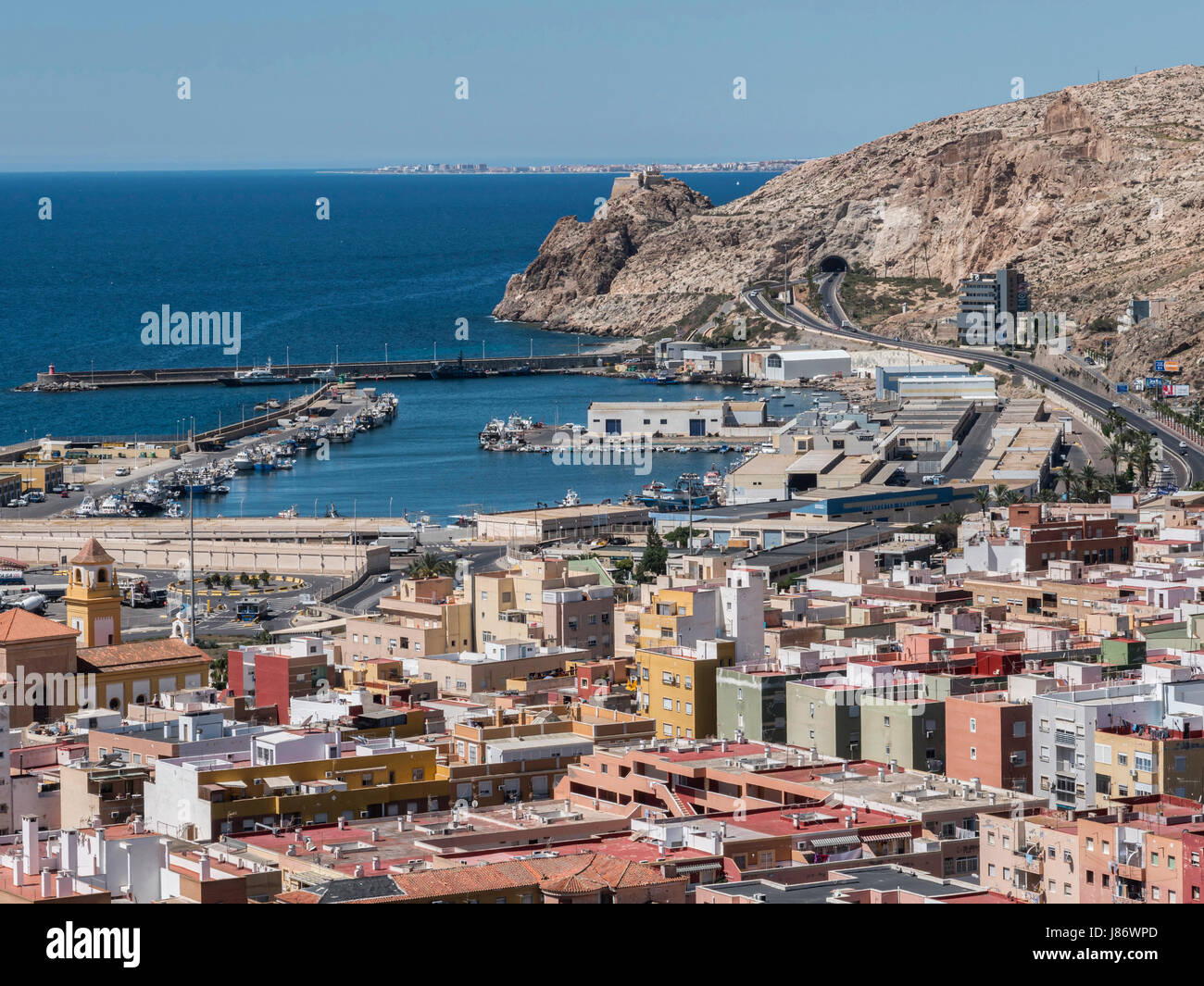 Almeria, SPAIN - May 20: View from the fortress of Moorish houses and ...