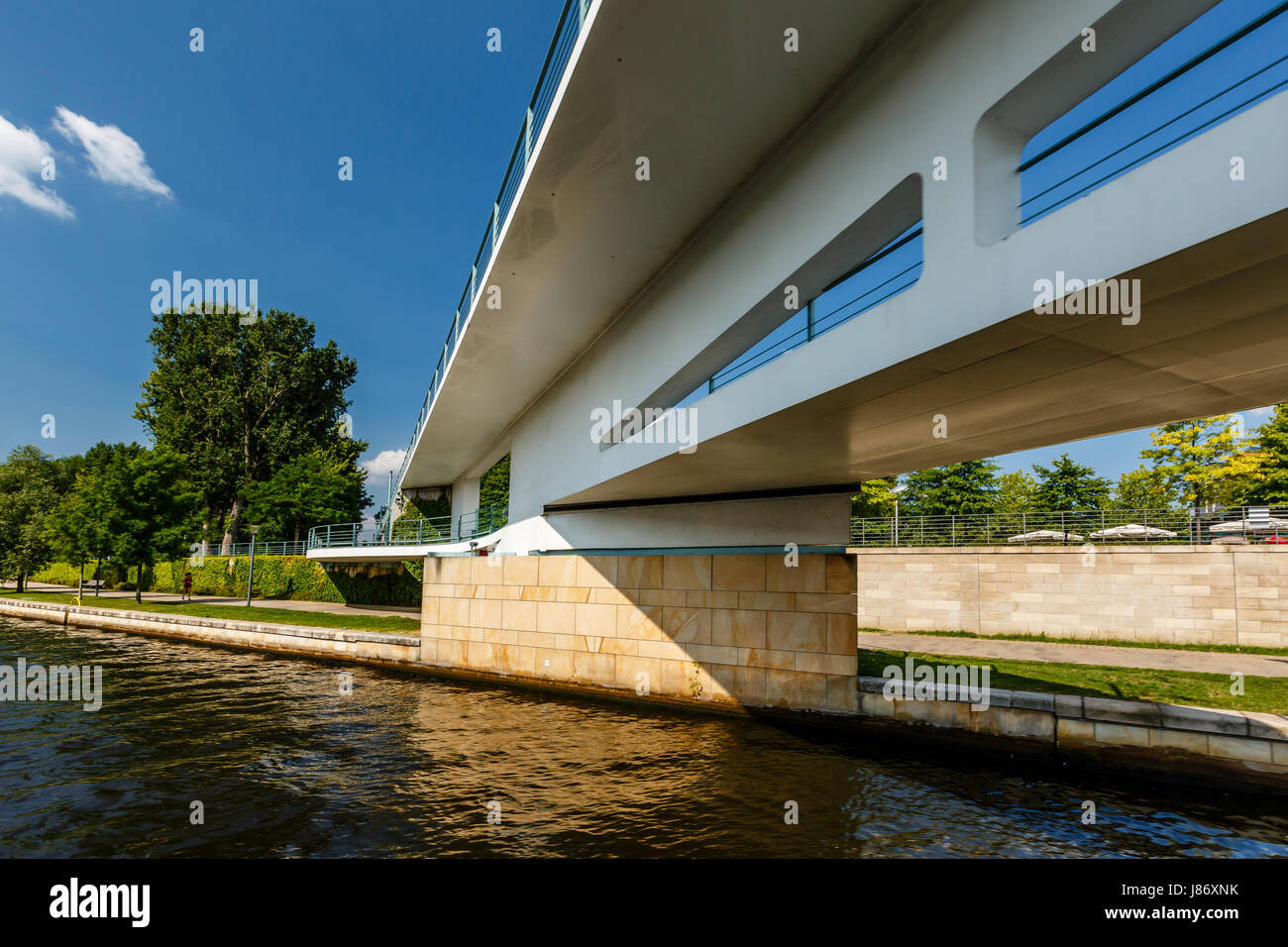 Pedestrian Bridge Over the Spree River in Berlin, Germany Stock Photo ...