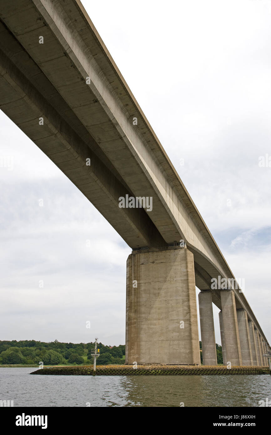 bridge, motorway, highway, river, water, traffic, transportation ...