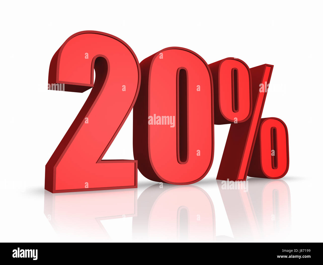 twenty, number, percent, percentage, red, calculation, isolated, stock ...