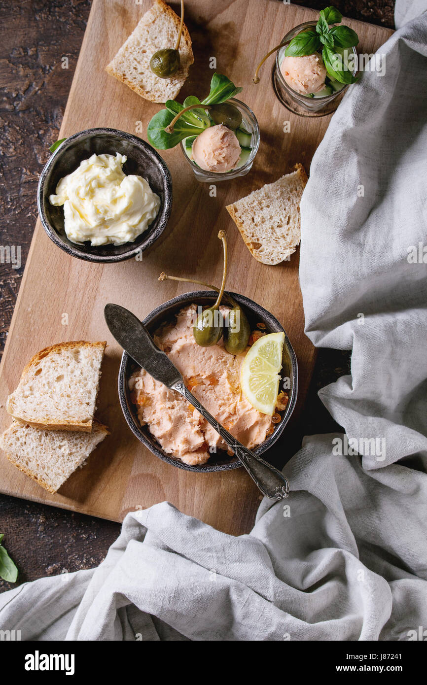 Salmon pate with red caviar Stock Photo - Alamy