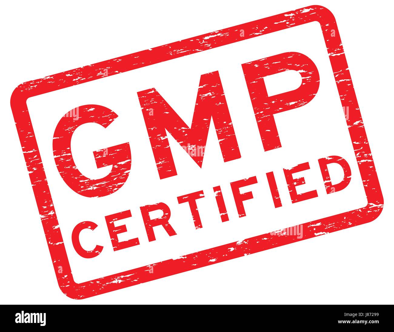 Grunge red GMP (Good Manufacturing Practices) certified square rubber ...