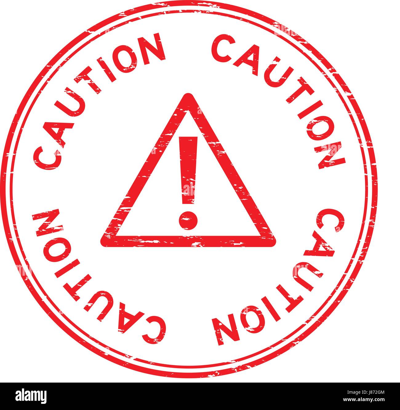 Grunge red caution with sign round rubber seal stamp Stock Vector Image ...