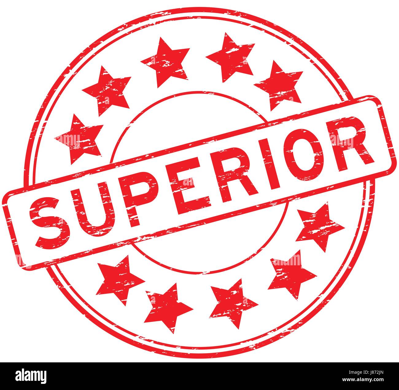 Grunge red superior with star icon round rubber stamp Stock Vector ...