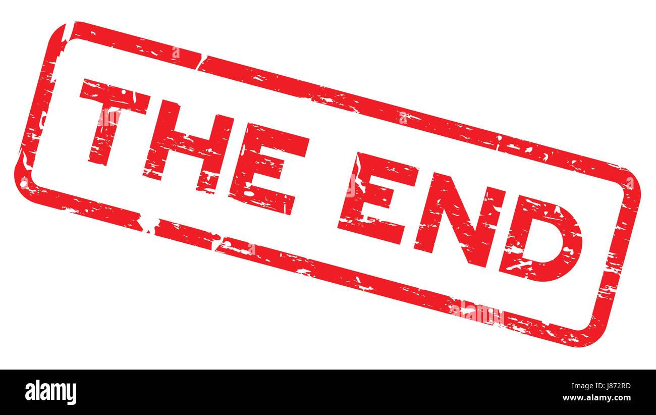 Grunge red the end square rubber seal stamp on white background Stock ...