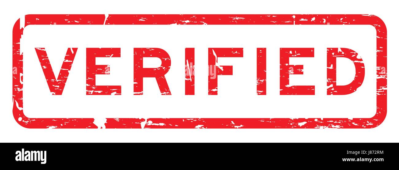 Grunge red verified square rubber stamp on white background Stock ...