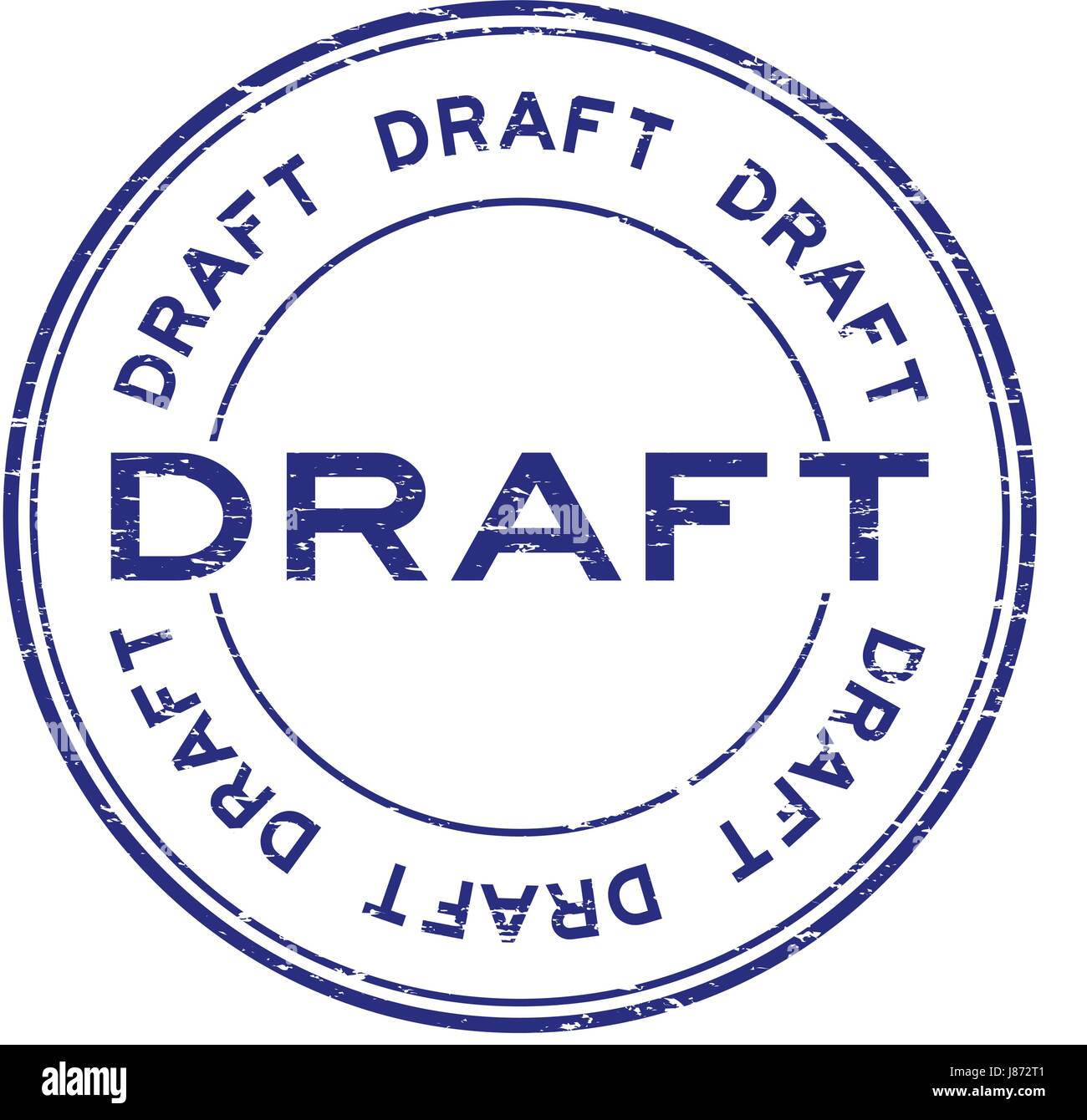 Grunge blue draft round rubber stamp on white background Stock Vector ...