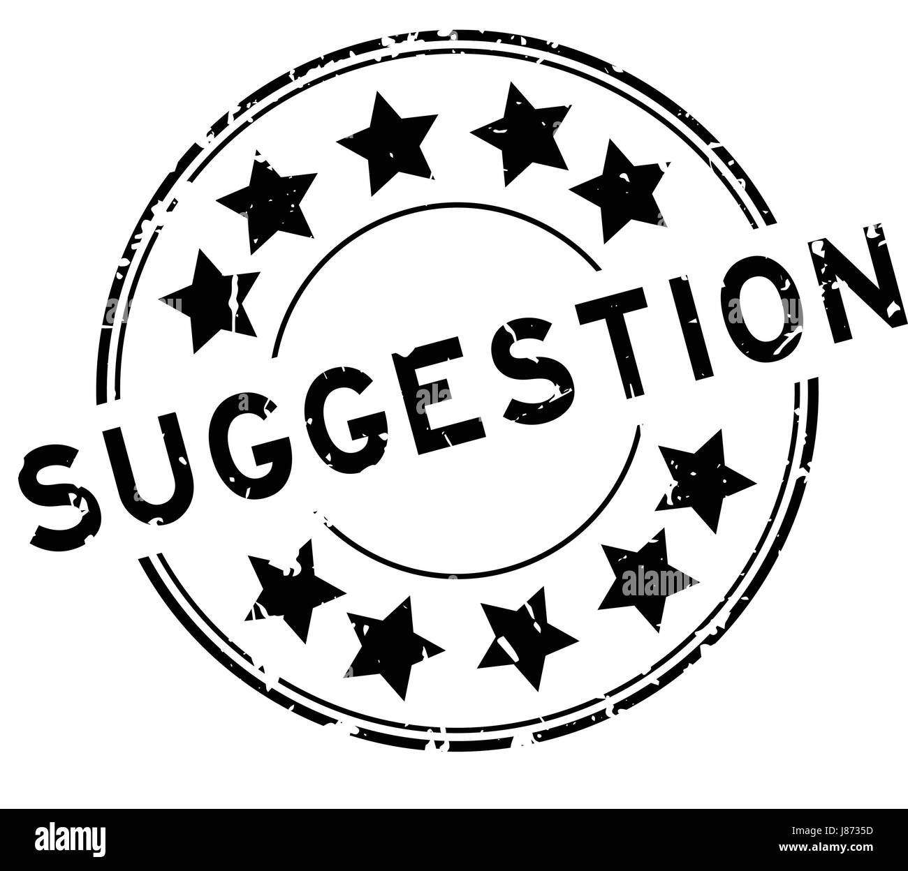 Grunge black suggestion with star icon round rubber seal stamp Stock ...