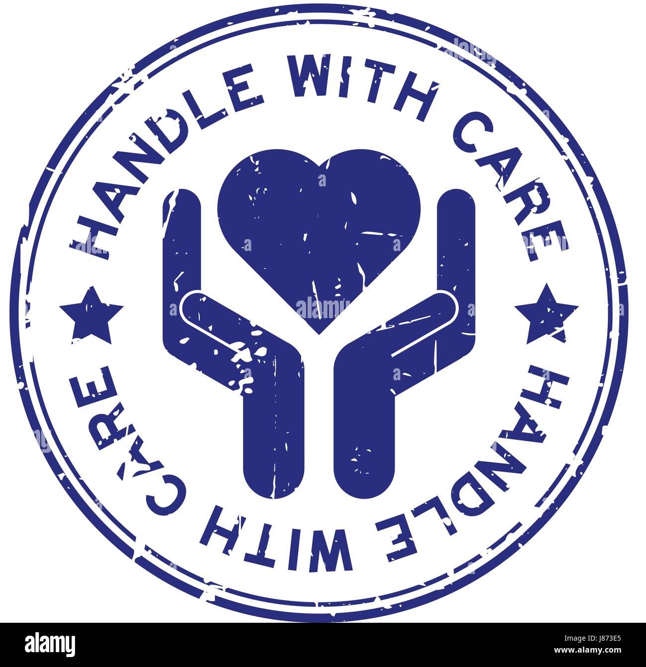Grunge blue handle with care round rubber stamp Stock Vector Image ...