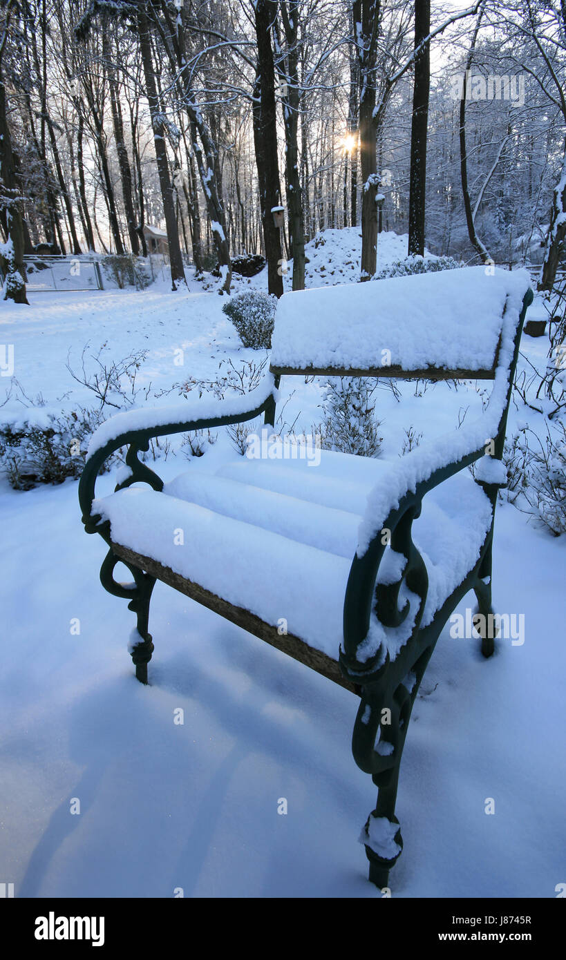 armchair, park, winter, outing, snow, seat, bench, park bench, chair ...